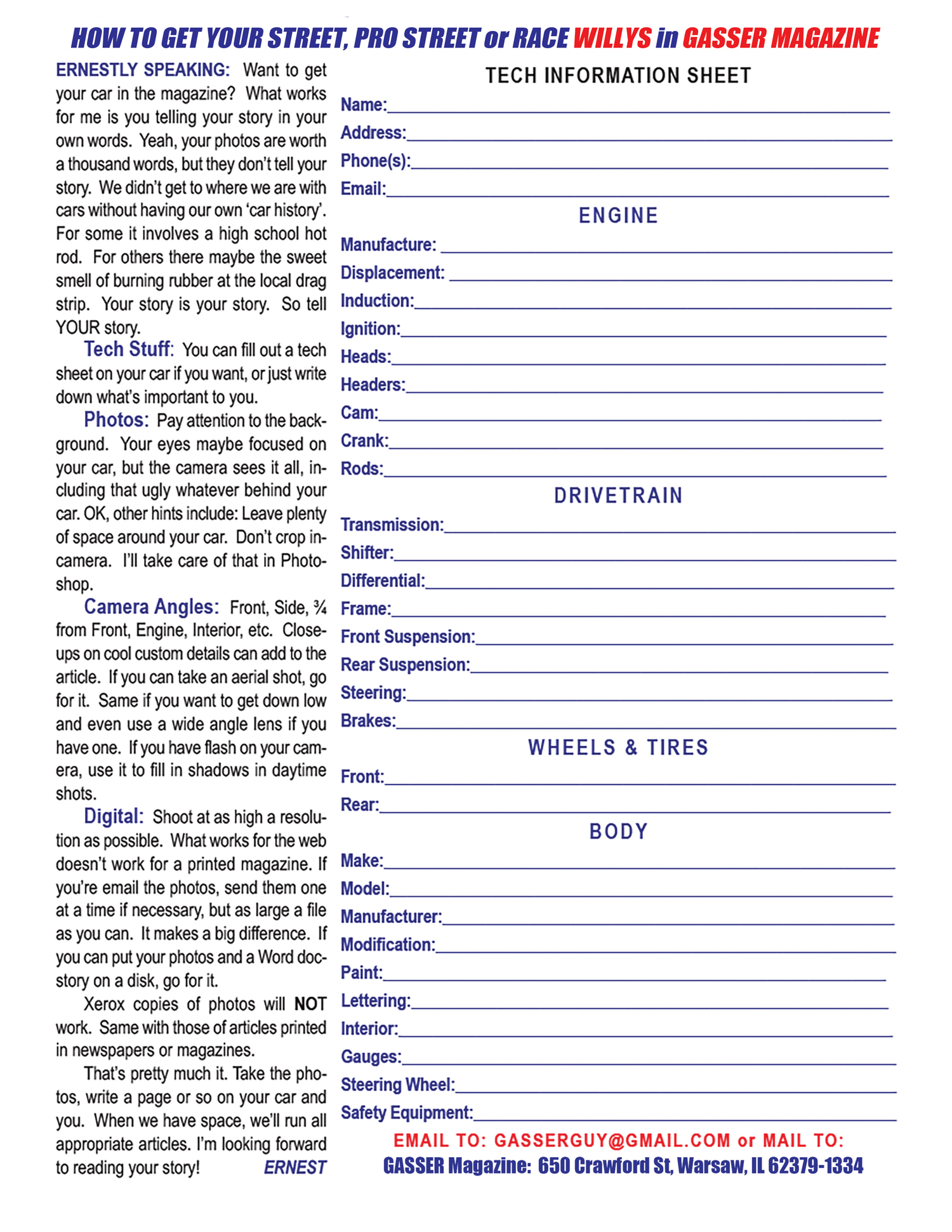 GASSER Magazine Tech Sheet-How to get your Willys in the Magazine ...